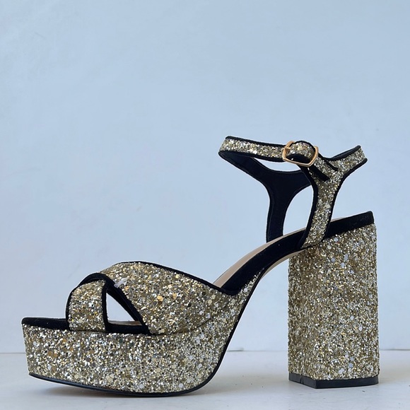 Shellys London | Shoes | Shellys London Annie Gold Glitter Heel ...